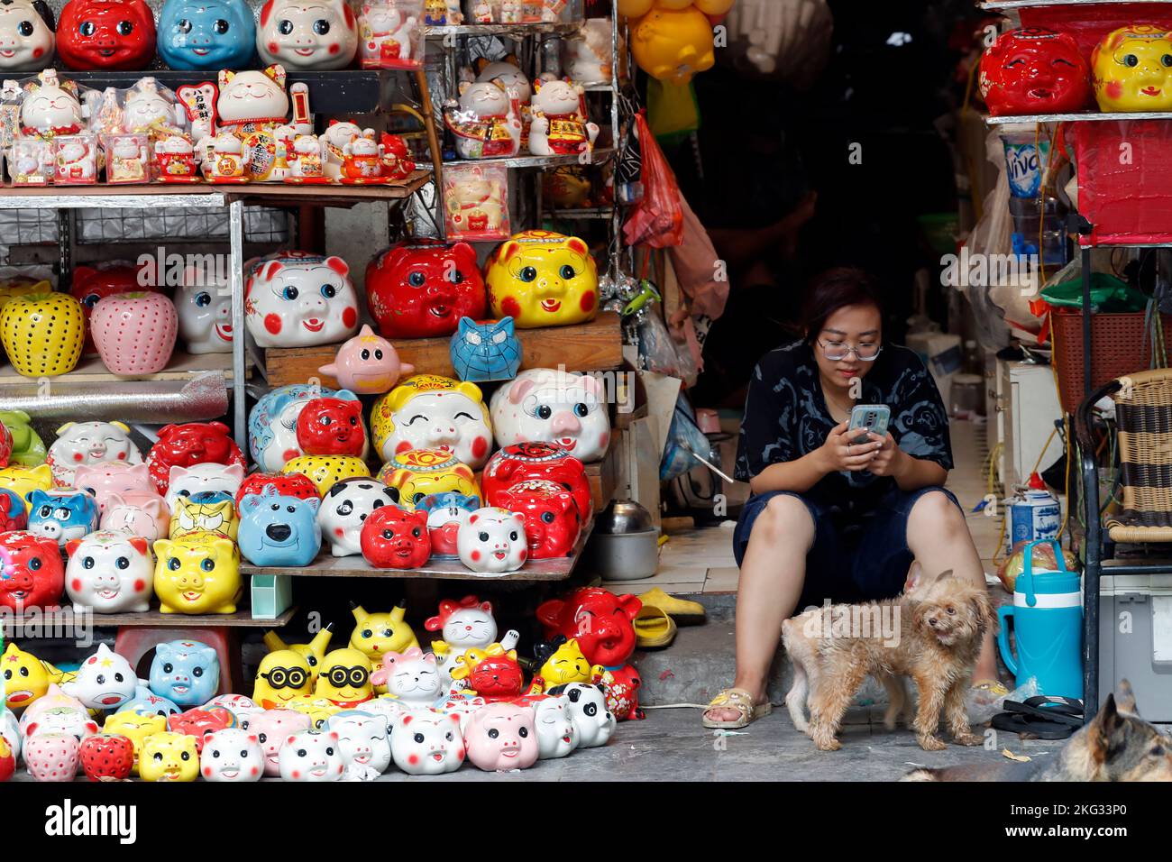 Colorful piggy banks for vietnames tet festival. Hanoi. Vietnam Stock ...
