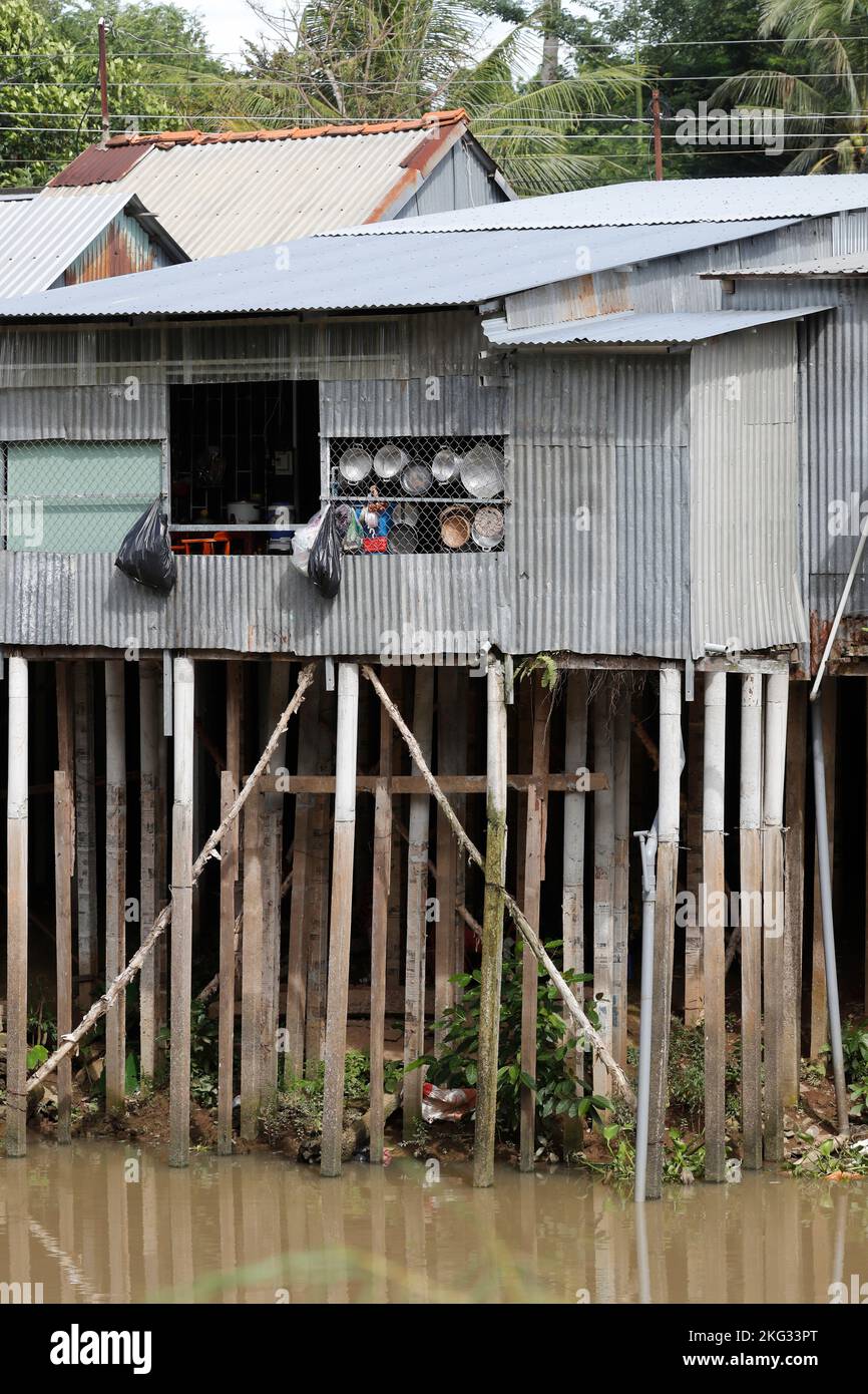 Poor housing. Temporary home that downgrade from metal sheet. Vietnam ...