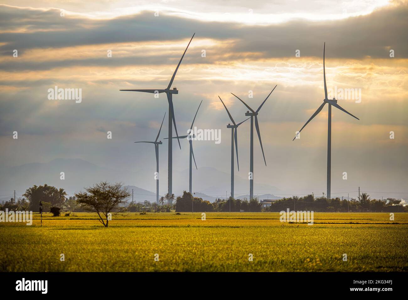 Landscape with Turbine Green Energy Electricity, Windmill for electric ...