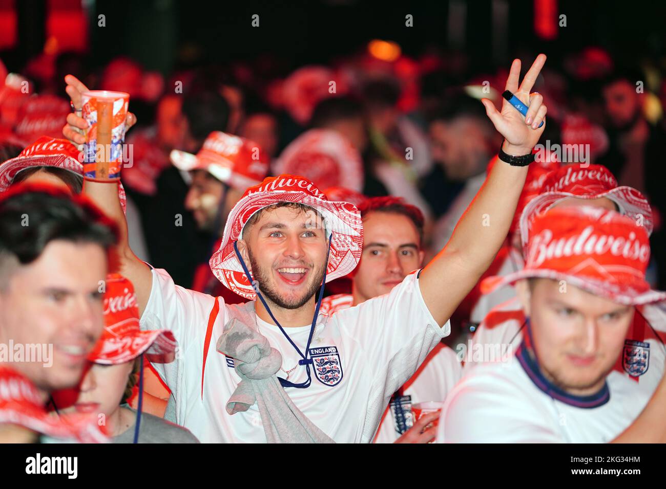 England fans at the Budweiser Fan Festival London at Outernet, during a ...