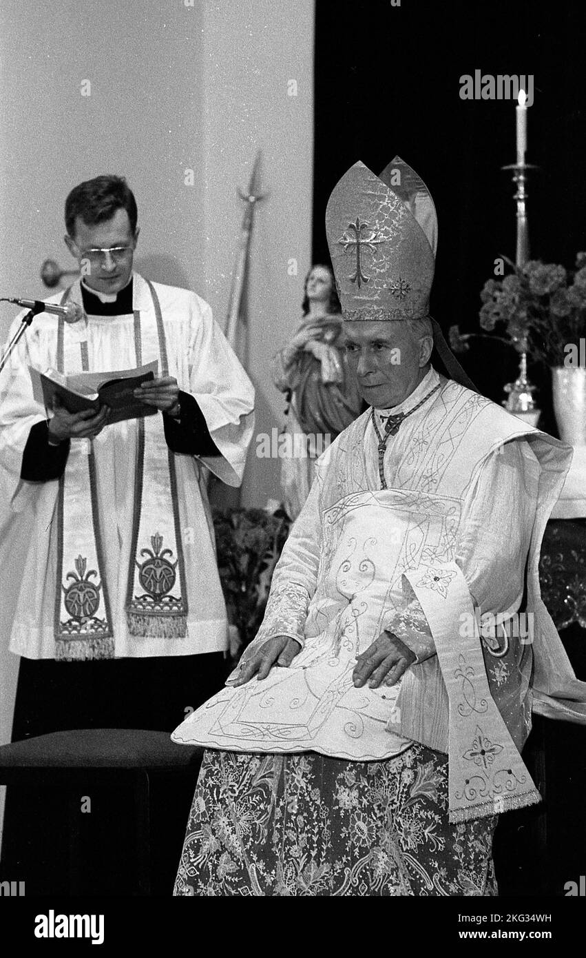 Marcel Lefevbre, Catholic French archbishop and priest, during an ...