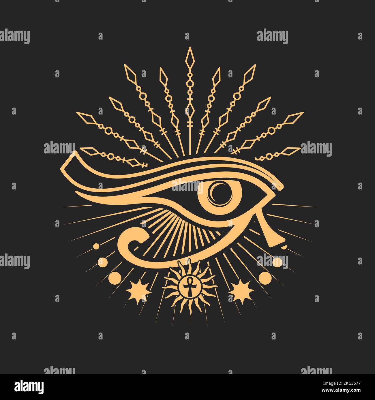 Esoteric magic symbol Horus eye egyptian occult sign. Vector eye of Ra ...