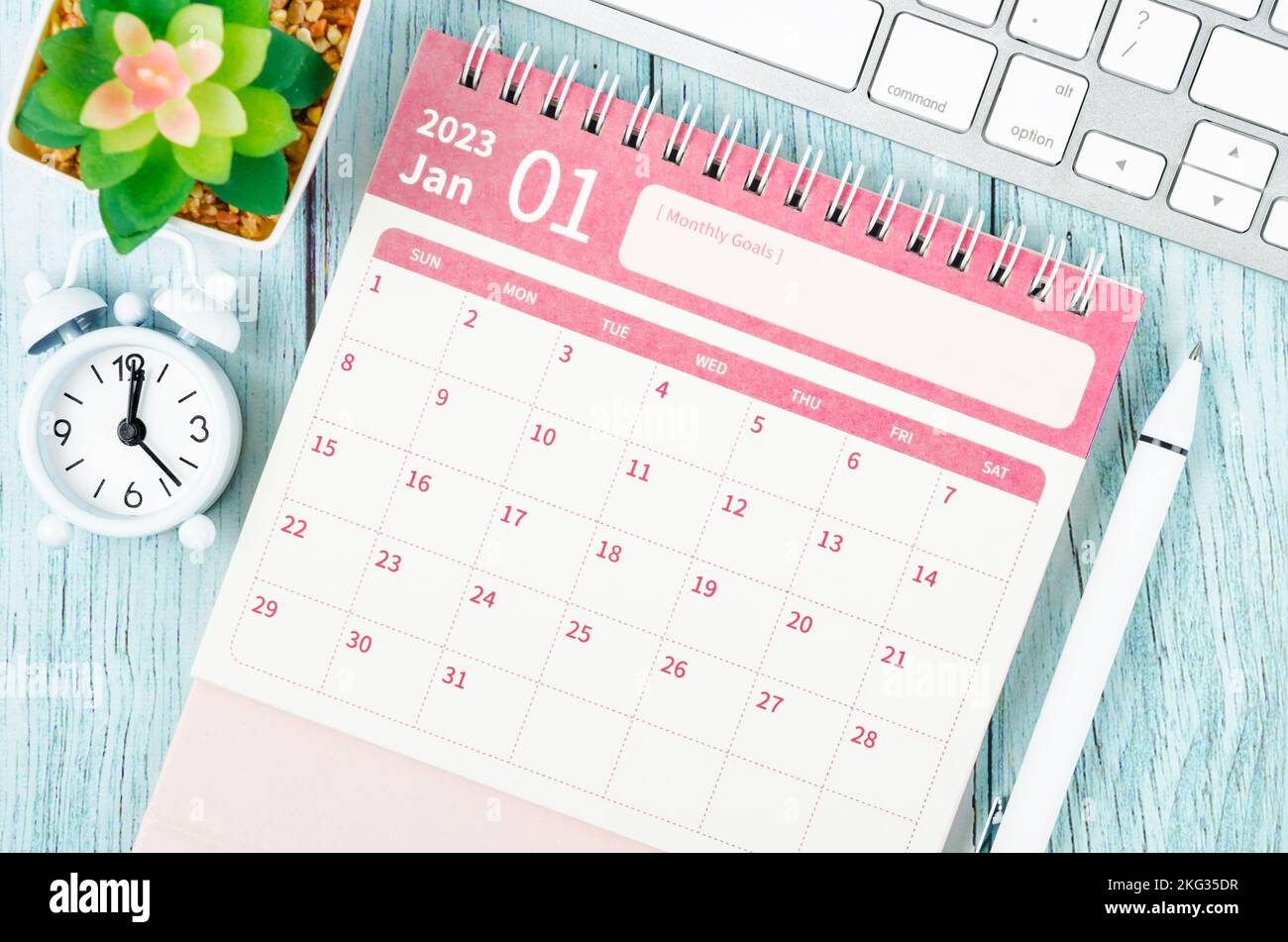 January 2023 Monthly desk calendar for the organizer to plan 2023 year ...