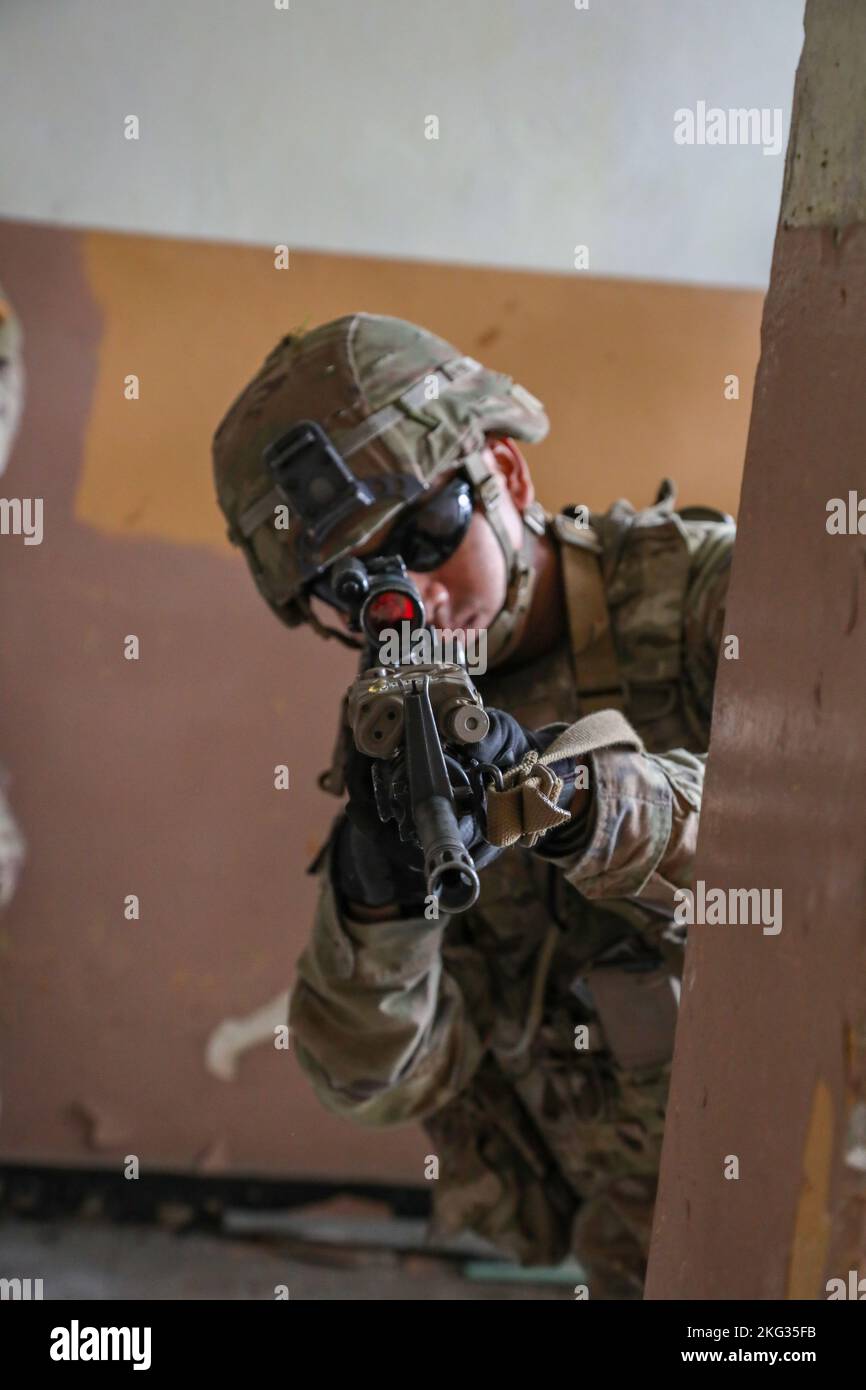U.S. Army Pfc. Mauricio Sanchez, an infantry rifle-man, assigned to the 3rd Battalion, 8th ...