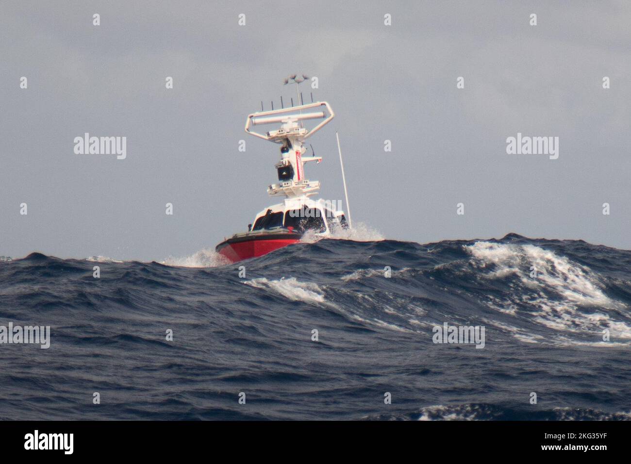 An ST Engineering vessel equipped with the AUTONOMAST system, conducts ...