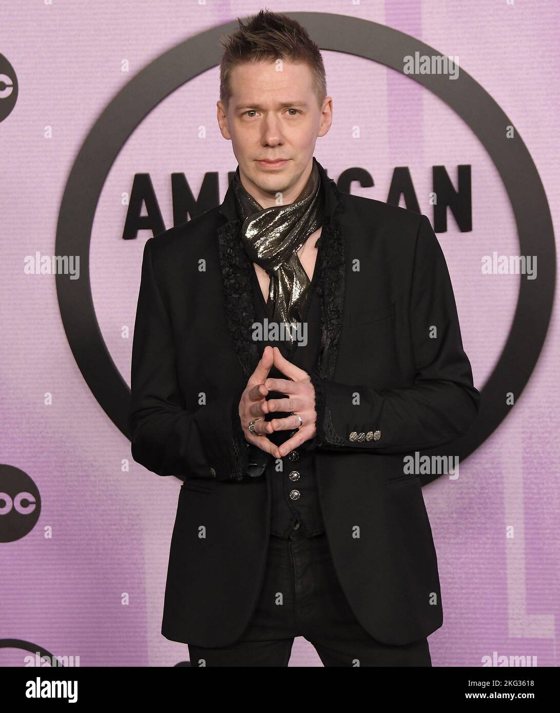 Tobias Forge of Ghost arrives at the 2022 American Music Awards held at ...