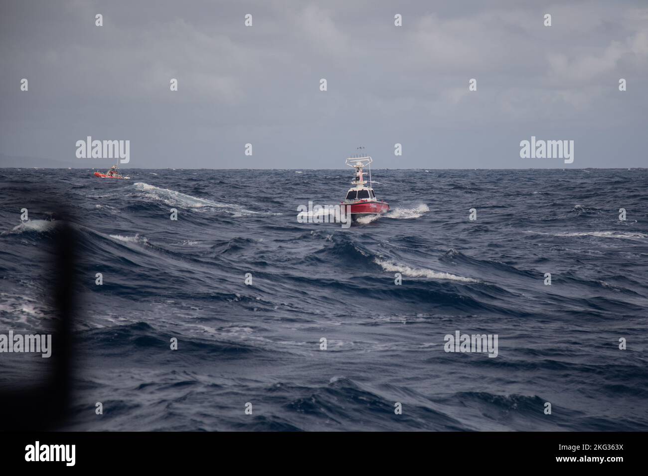 An ST Engineering vessel equipped with the AUTONOMAST system, conducts ...