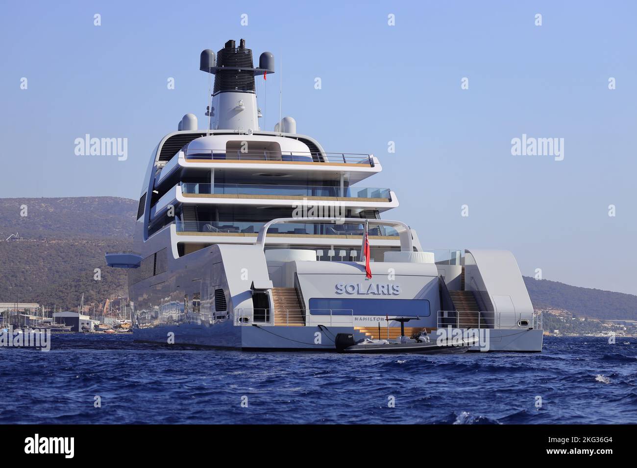 Bodrum, Turkey, 05 November 2022: The giant superyacht Solaris, owned ...