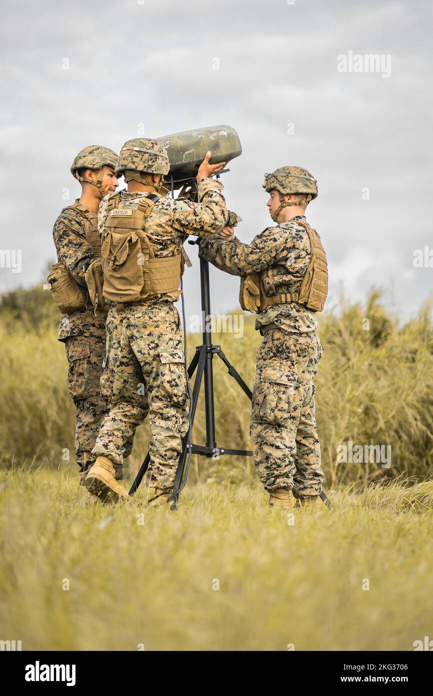 U.S. Marines with Maritime Surveillance Platoon, 3rd Intelligence ...