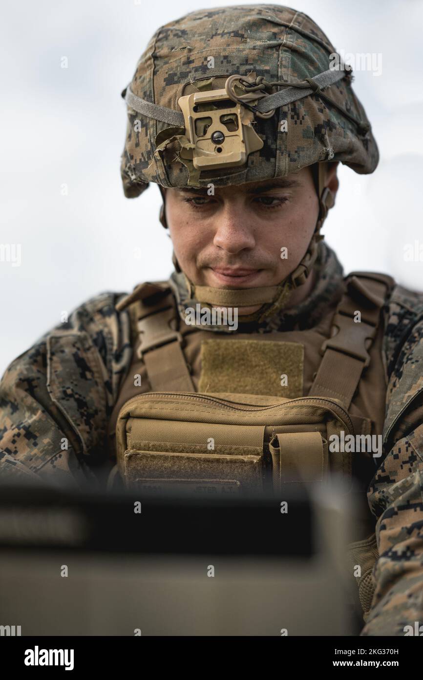 U.S. Marine Corps Cpl. Andrew Jeter, an aviation meteorological ...