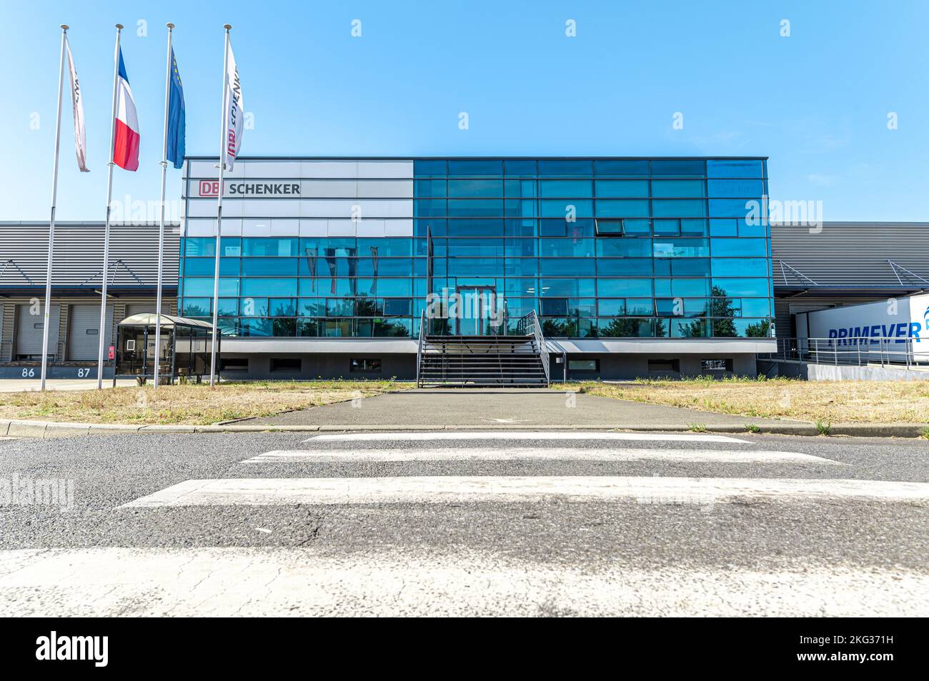 Perspective shot of railway company DB Schenker infrastructure Stock ...