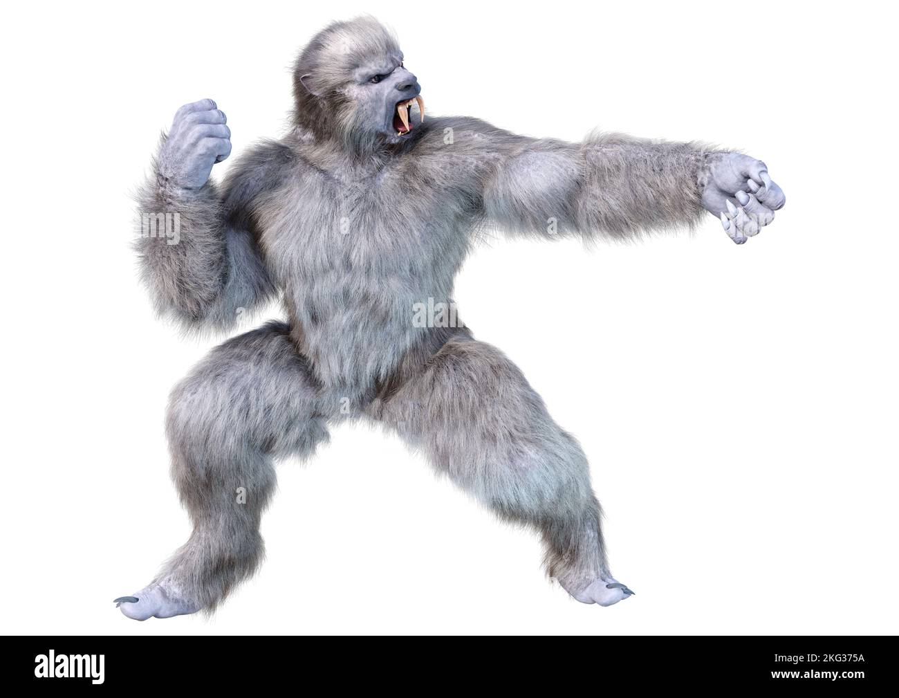 3D rendering of a snow beast creature or a Bigfoot isolated on white ...