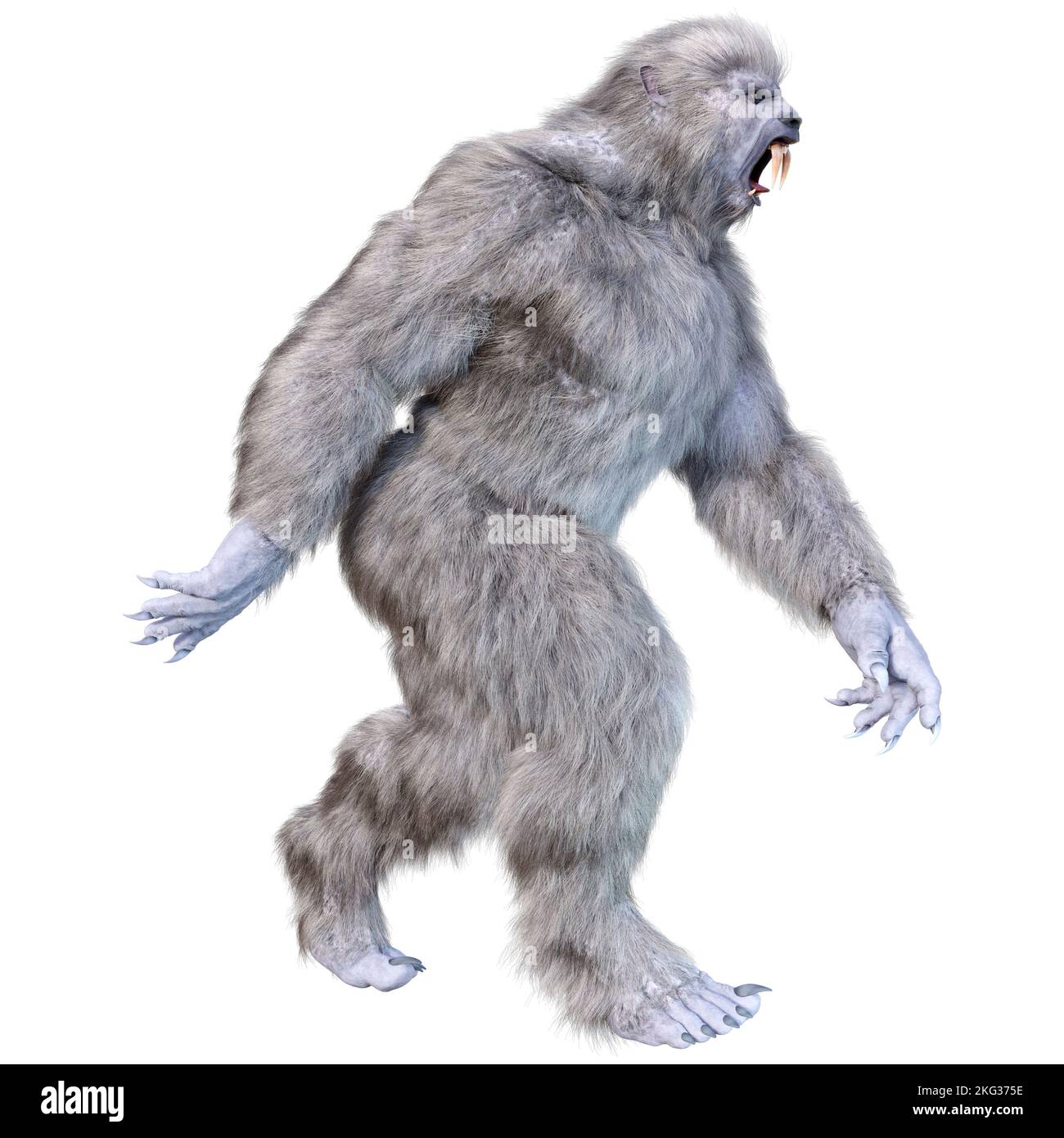 3D rendering of a snow beast creature or a Bigfoot isolated on white ...