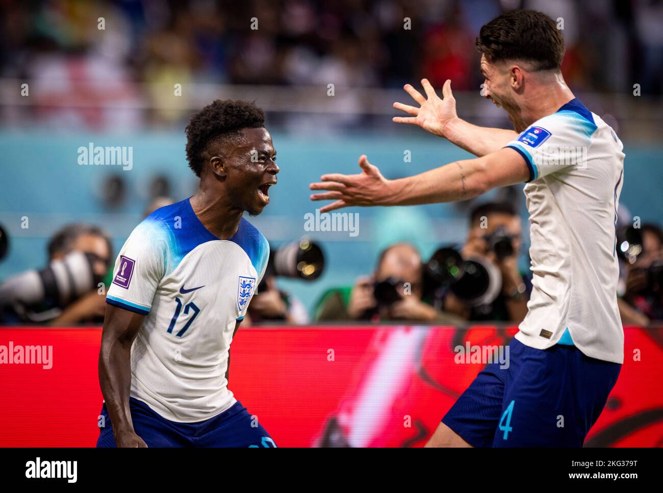 Doha, Qatar. 21st Nov, 2022. Goal celebration: Bukayo Saka (England ...