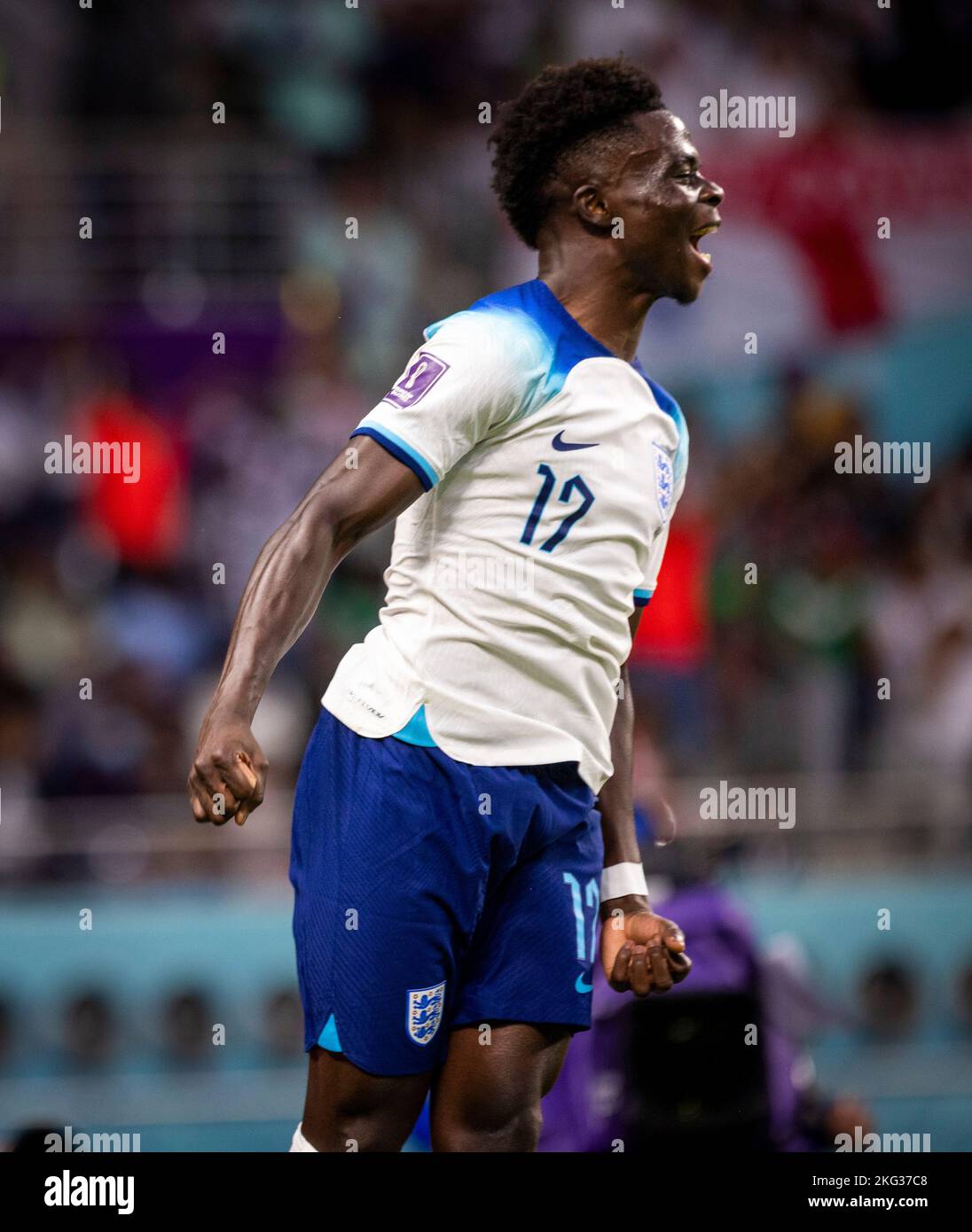 Doha, Qatar. 21st Nov, 2022. Goal celebration: Bukayo Saka (England ...