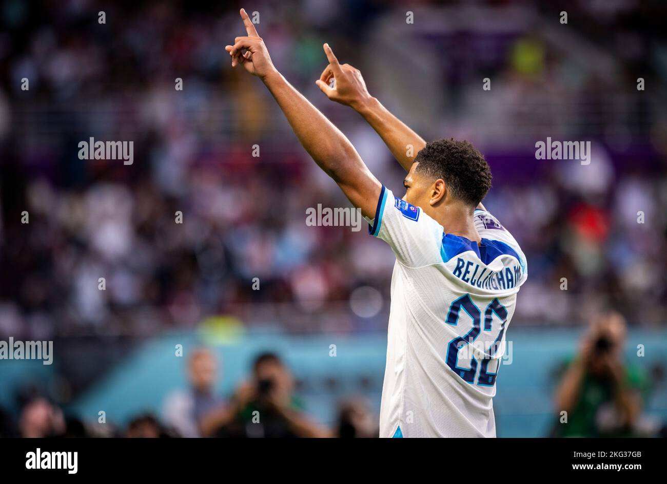 Doha, Qatar. 21st Nov, 2022. Goal celebration: Jude Bellingham (England ...