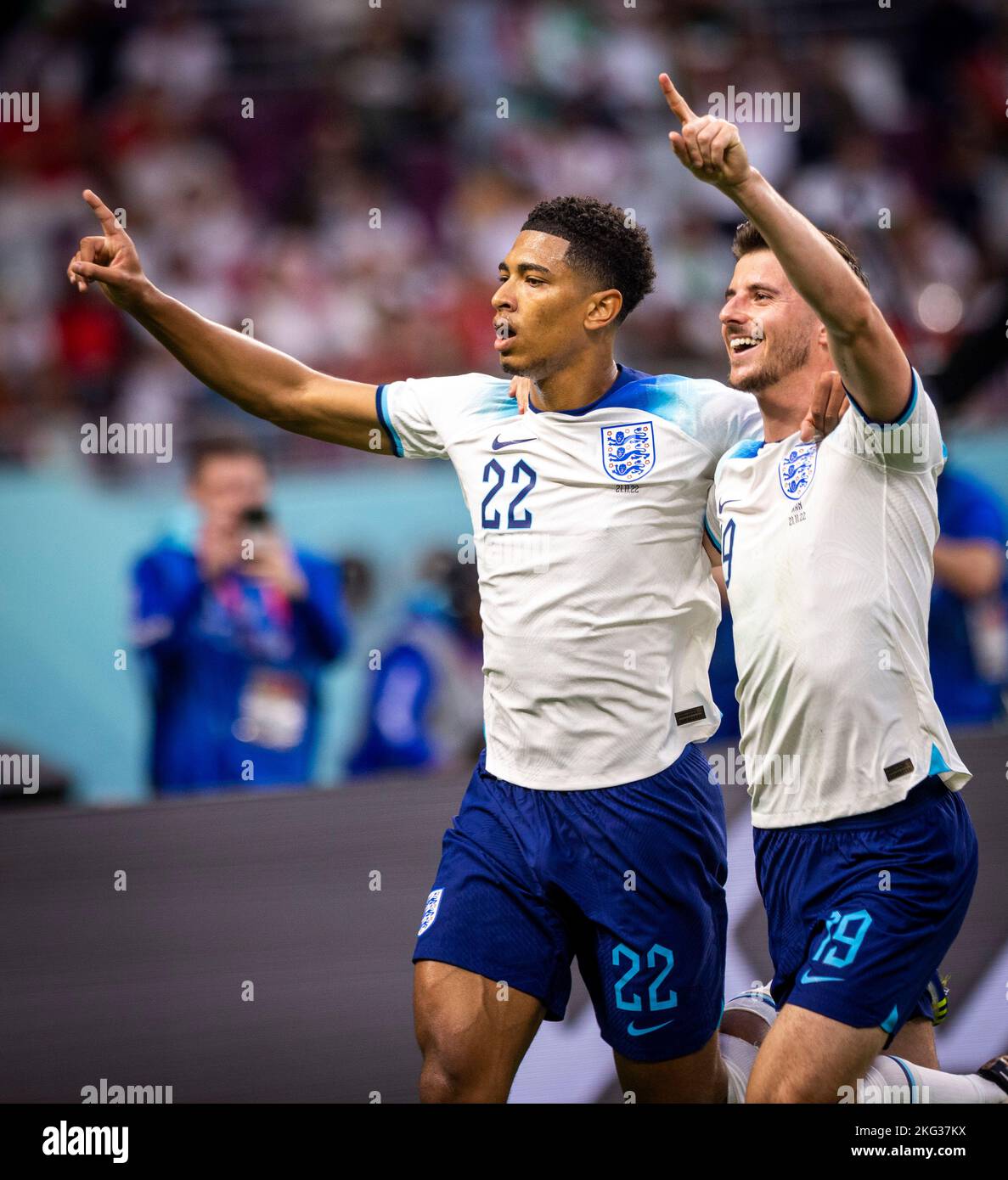 Doha, Qatar. 21st Nov, 2022. Goal celebration: Jude Bellingham (England ...