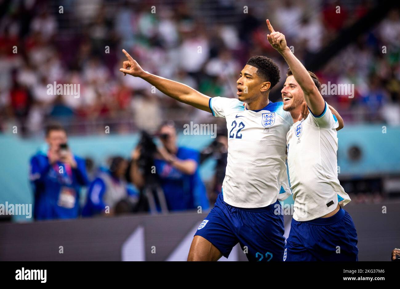 Doha, Qatar. 21st Nov, 2022. Goal celebration: Jude Bellingham (England ...