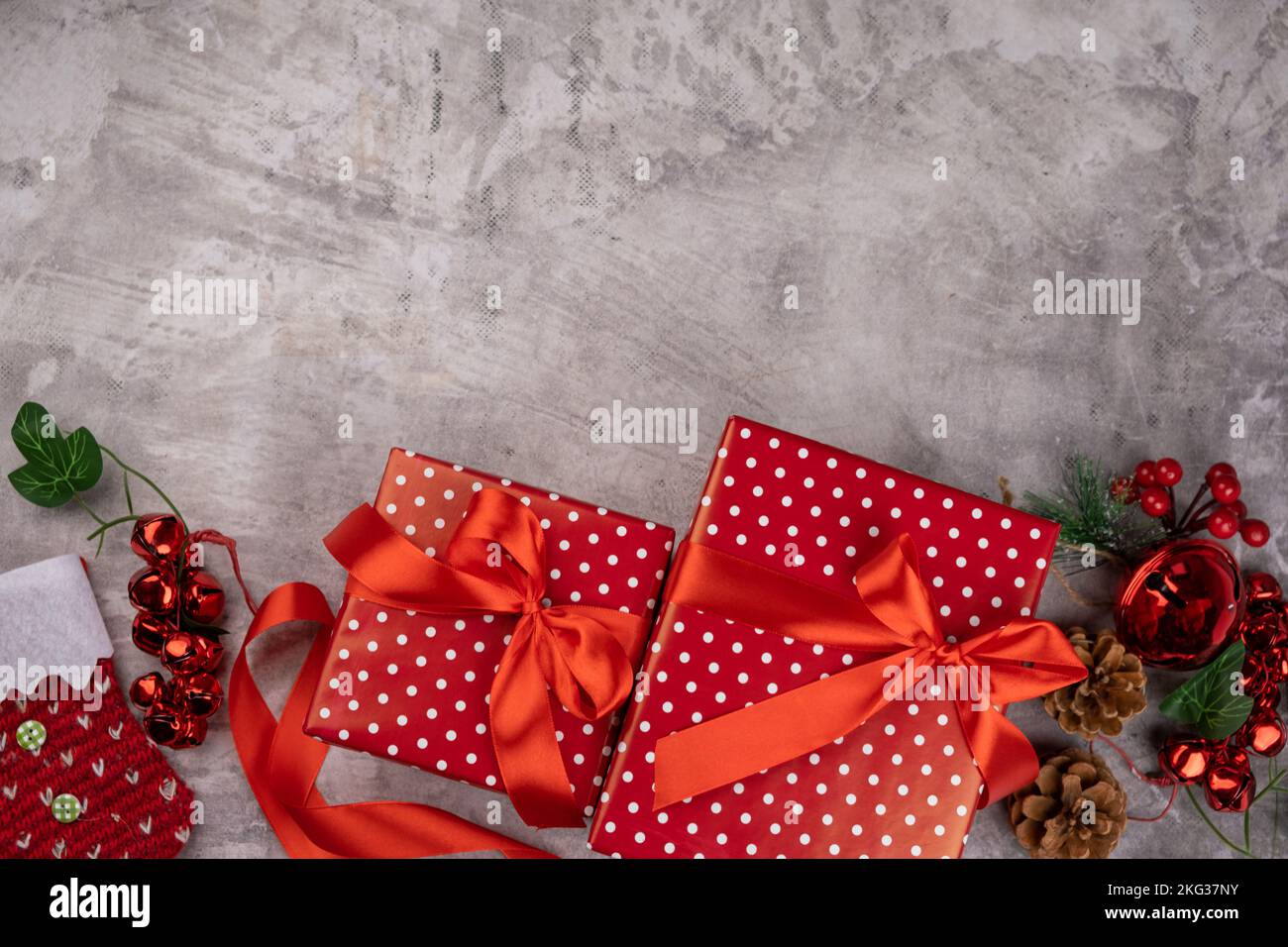 Christmas frame with gray background Stock Photo - Alamy