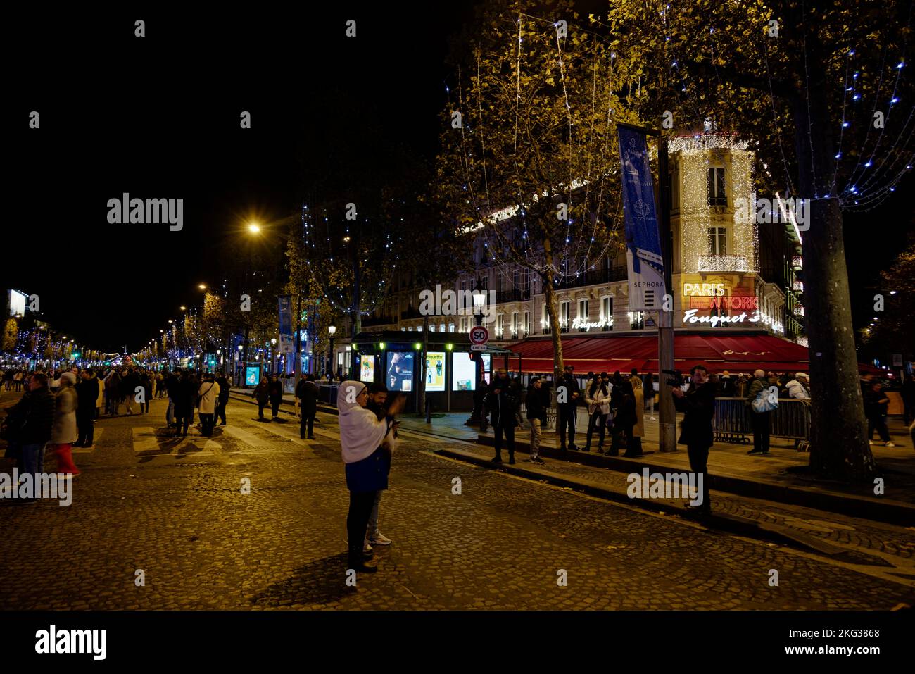 Paris, France. 20th Nov, 2022. General view of Christmas lights on the ...