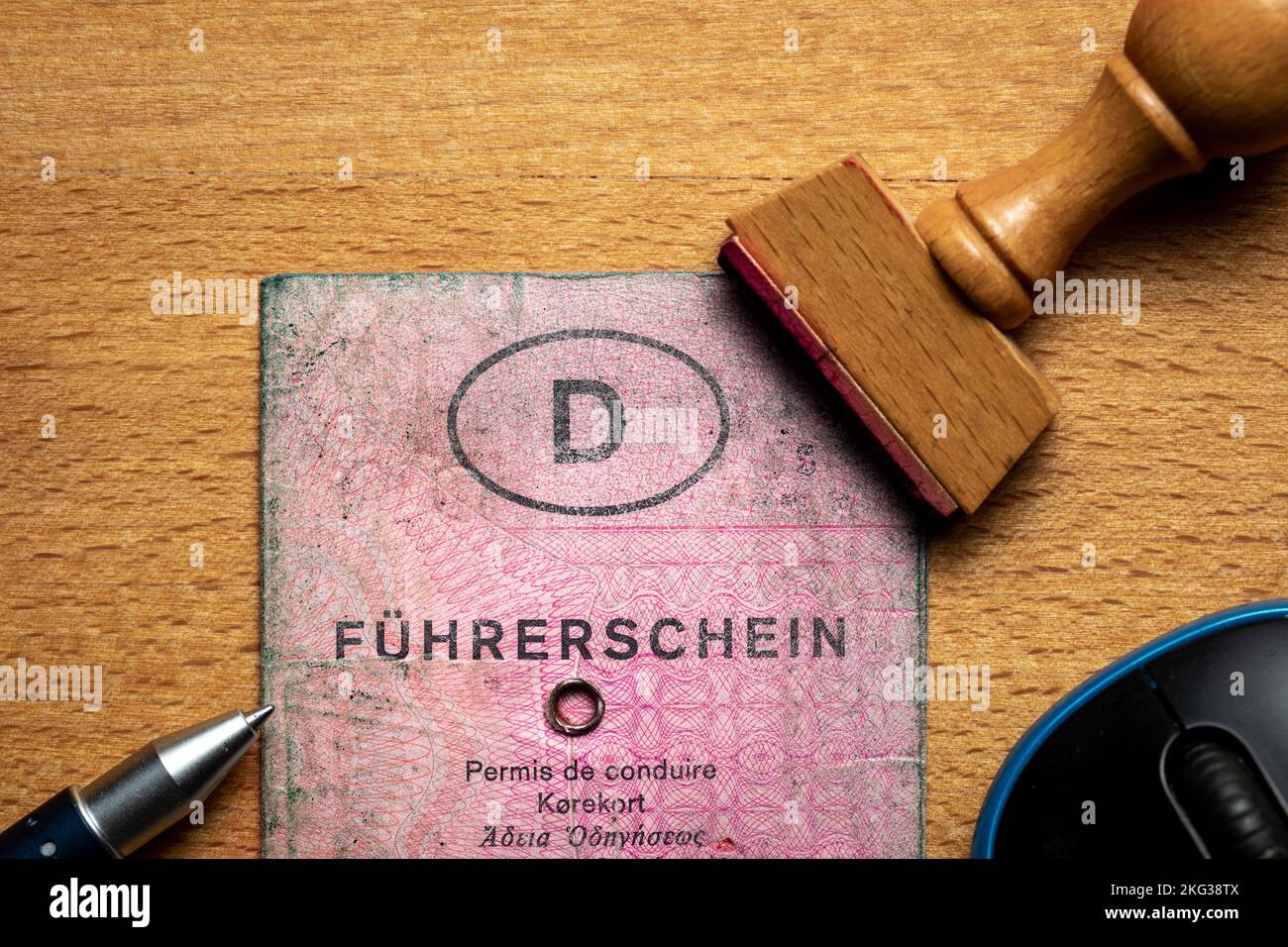 Oldenburg, Germany, August 22 2022, old used, dirty pink German driving ...