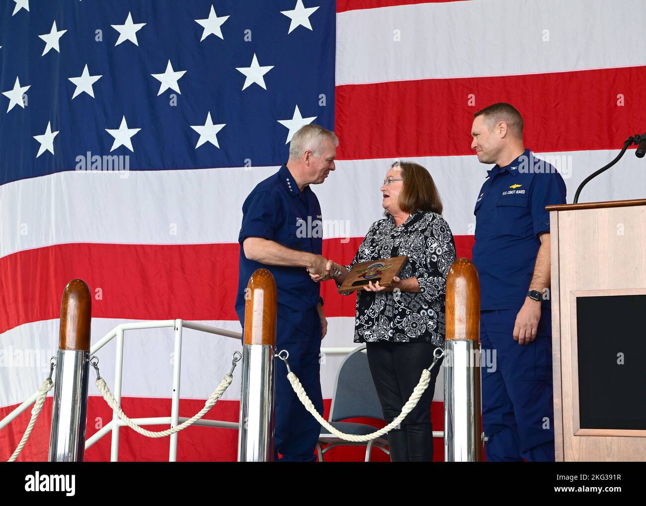 Adm. Steven Poulin, Coast Guard Vice Commandant presents Gail Twiford ...