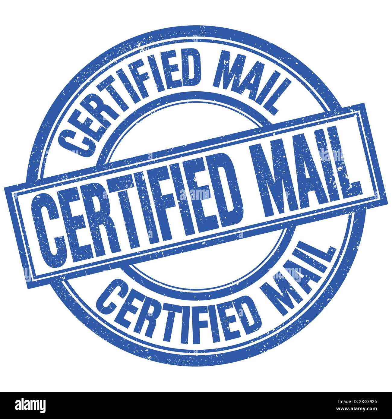 CERTIFIED MAIL text written word on blue round stamp sign Stock Photo ...