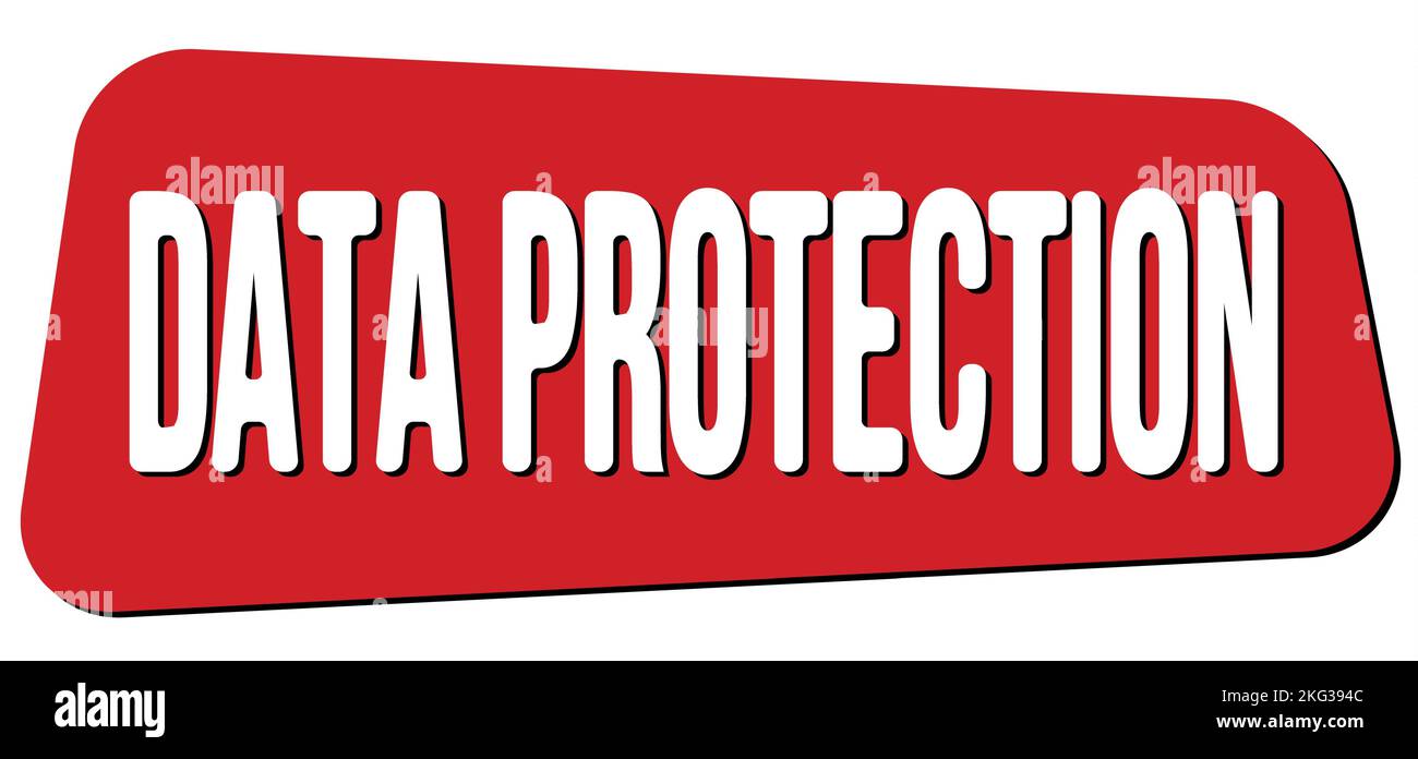 DATA PROTECTION text written on red trapeze stamp sign Stock Photo - Alamy