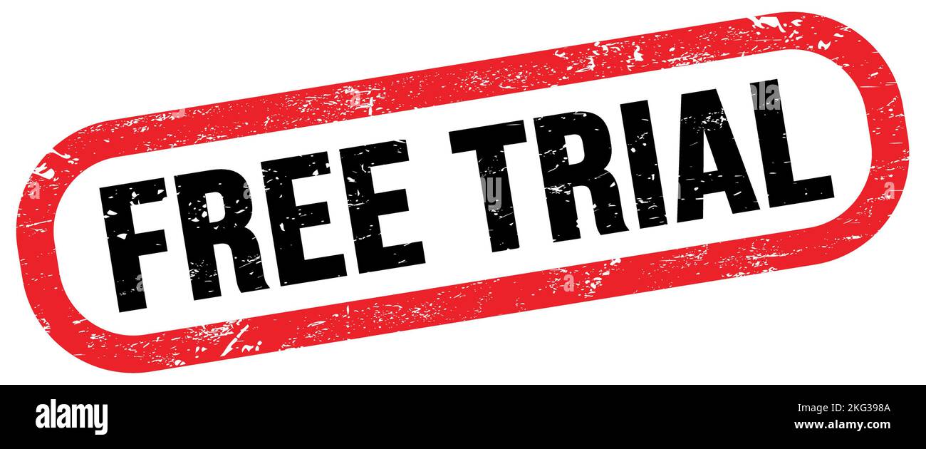 FREE TRIAL, text on red-black rectangle stamp sign Stock Photo - Alamy