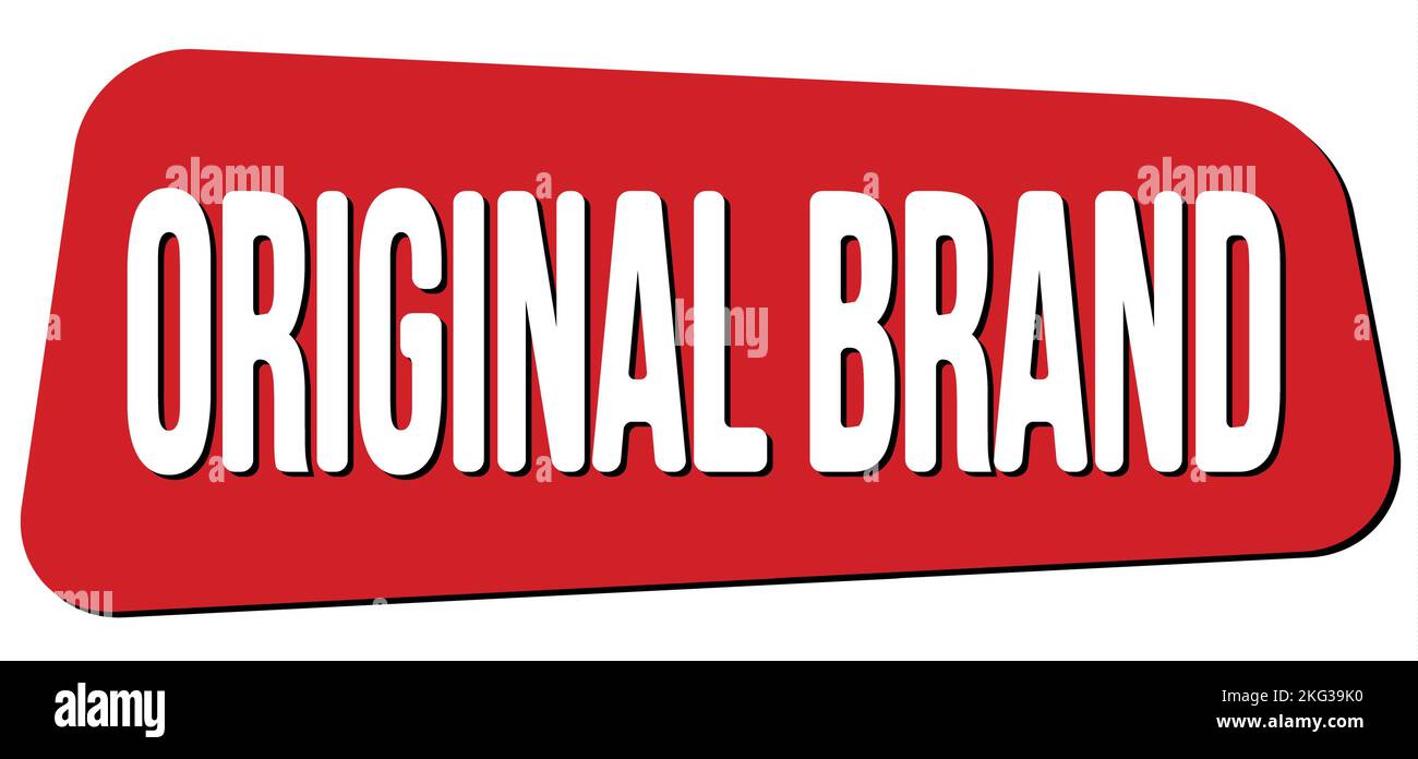 ORIGINAL BRAND text written on red trapeze stamp sign Stock Photo - Alamy