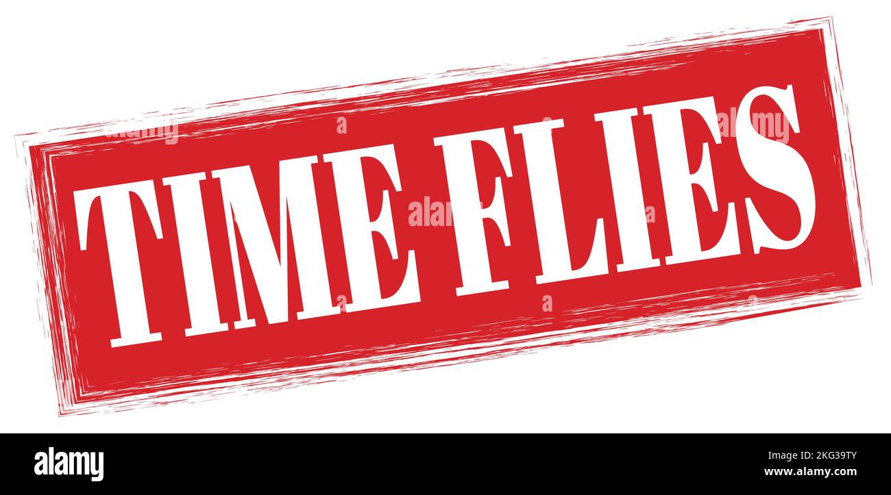 TIME FLIES text written on red rectangle stamp sign Stock Photo - Alamy