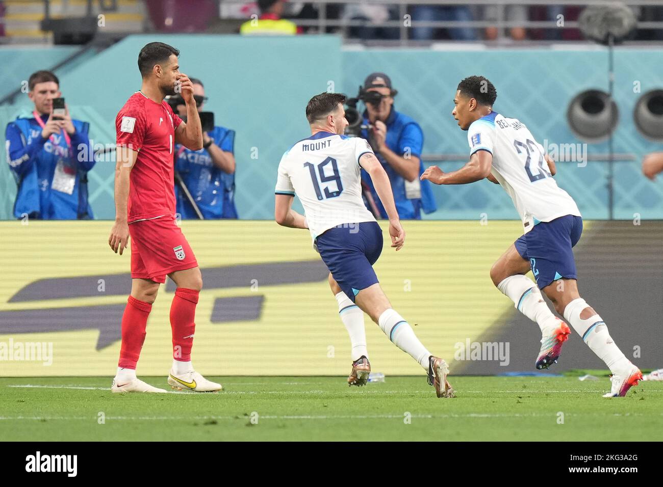 Jude Bellingham of England celebrates his goal during the Qatar 2022 ...
