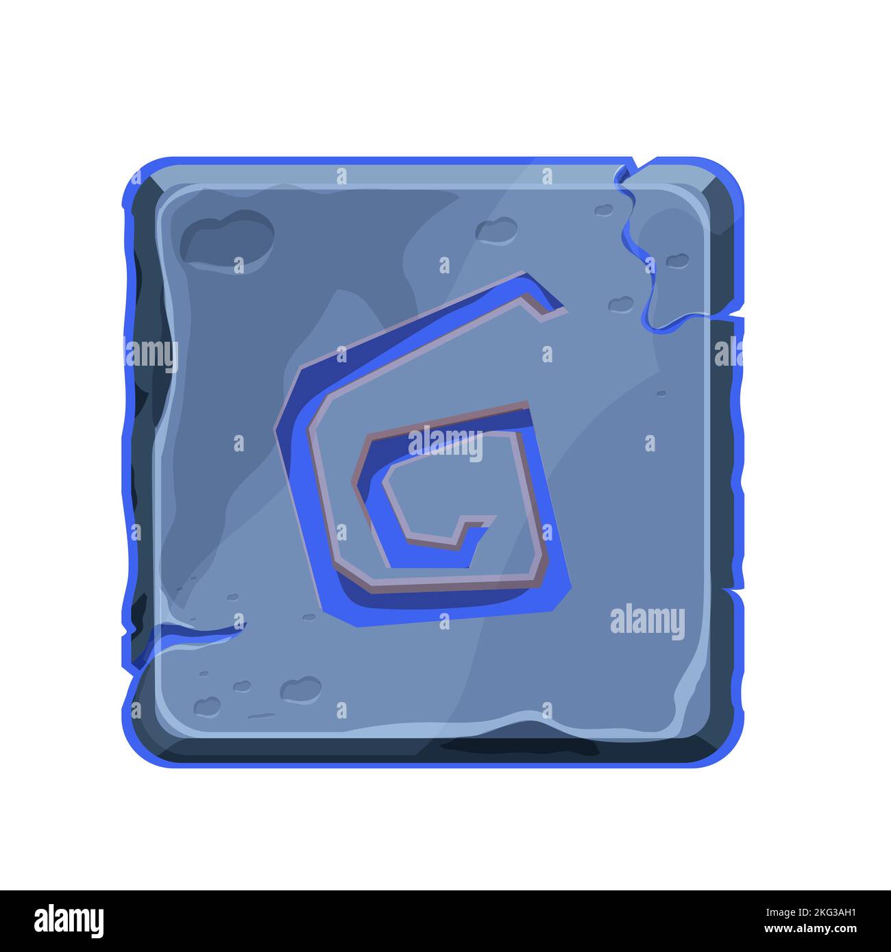 Game stone block with magic rune, tile, brick isolated on white ...