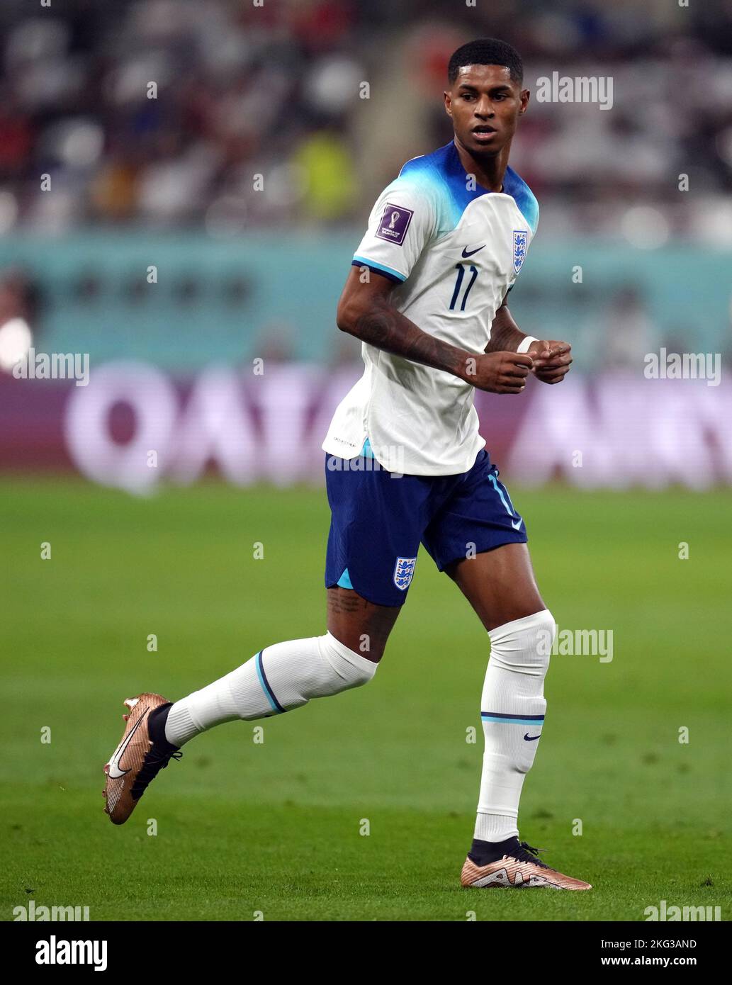 England's Marcus Rashford during the FIFA World Cup Group B match at ...