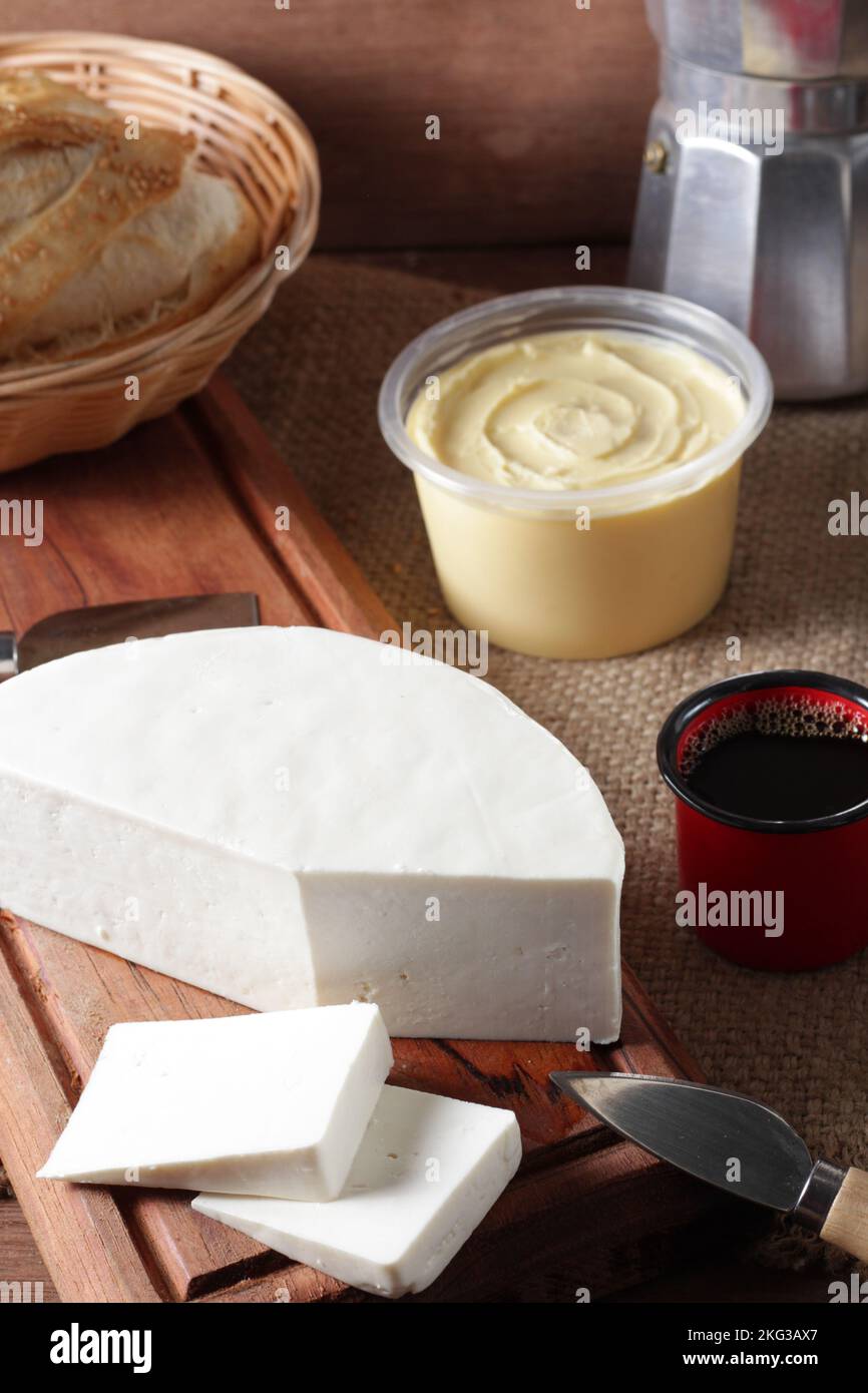 cheese, butter, bread for breakfast Stock Photo - Alamy