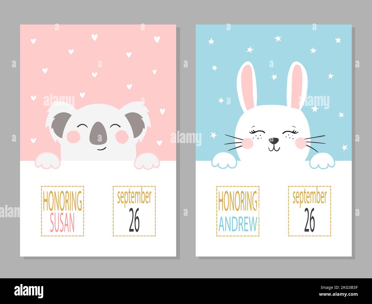 Baby shower posters with cute animals. Newborn announcement cards ...