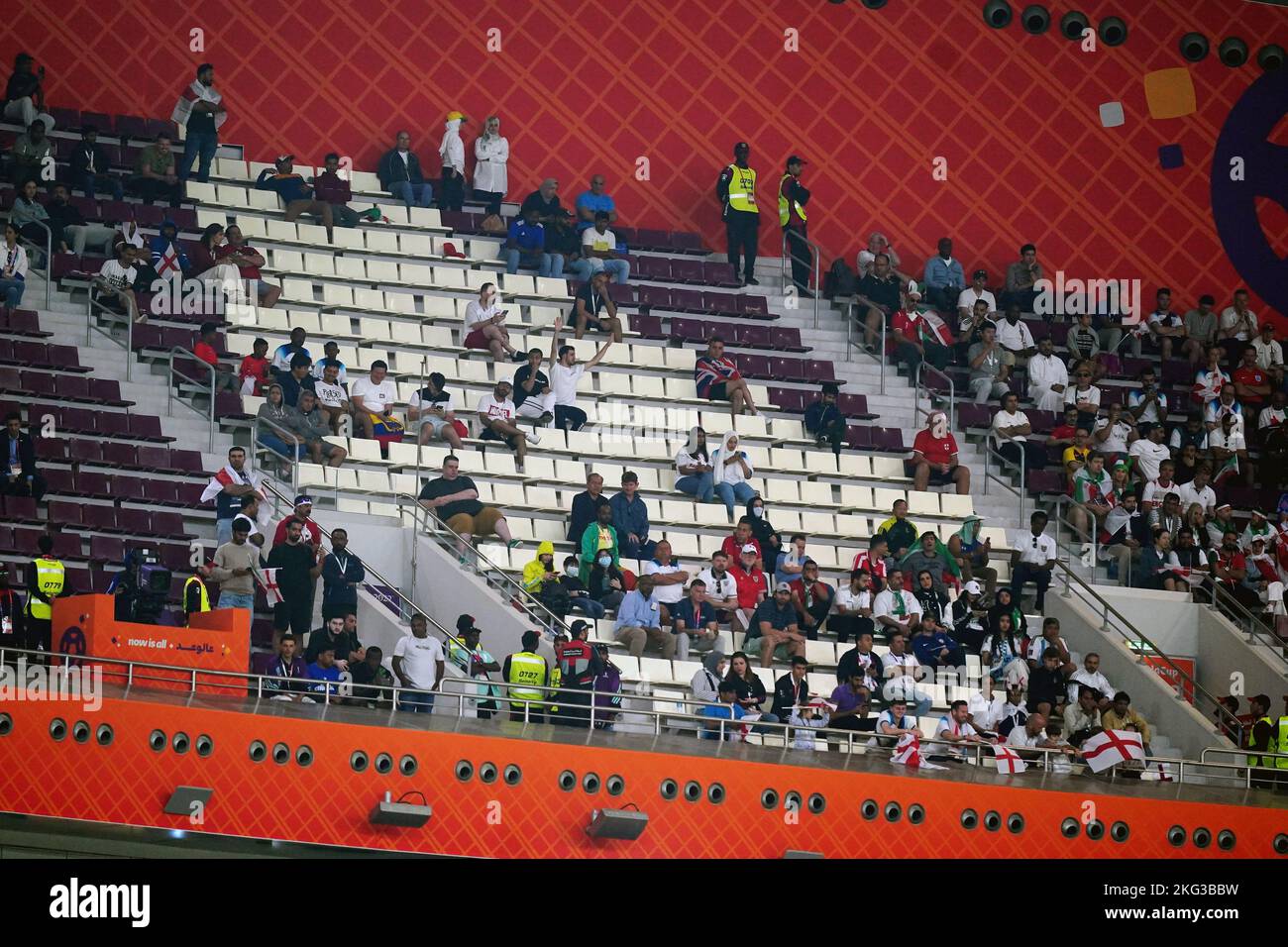 A general view of empty seats in the stands during the FIFA World Cup ...