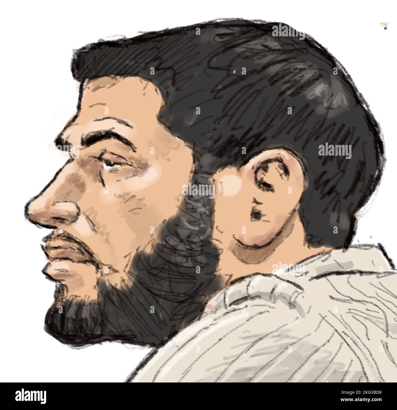 UTRECHT - Court drawing of suspect Hassan A. in the court of Utrecht ...