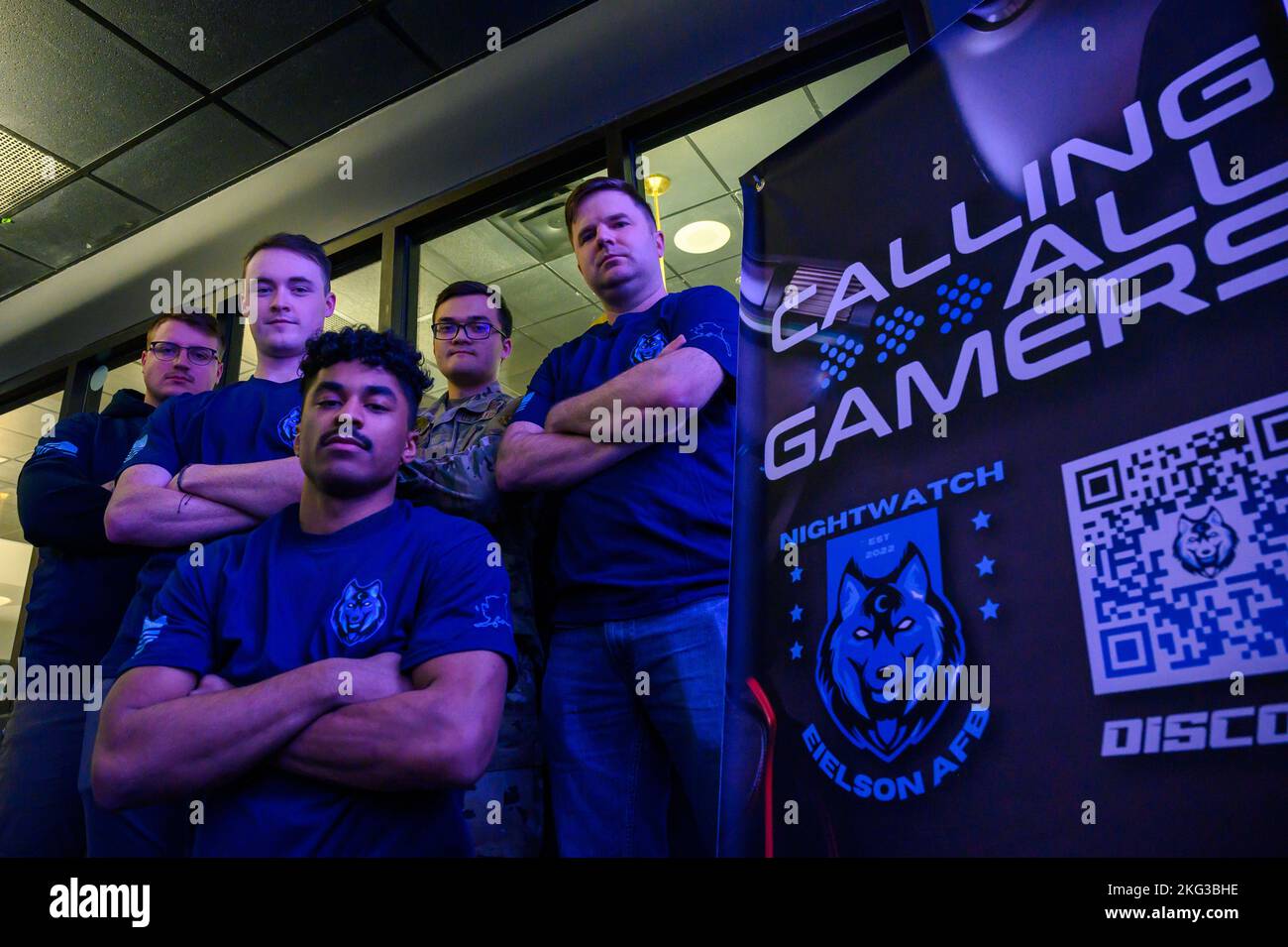 Members of the Eielson Air Force Gaming team pose for a group photo ...