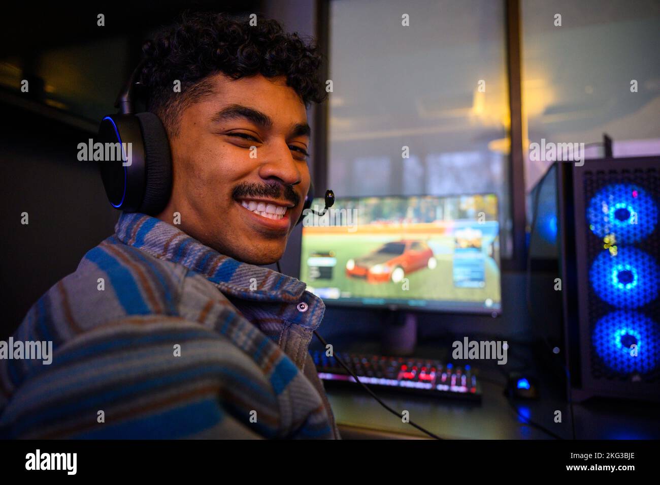 A member of the Eielson Air Force Gaming team poses for a photo during ...