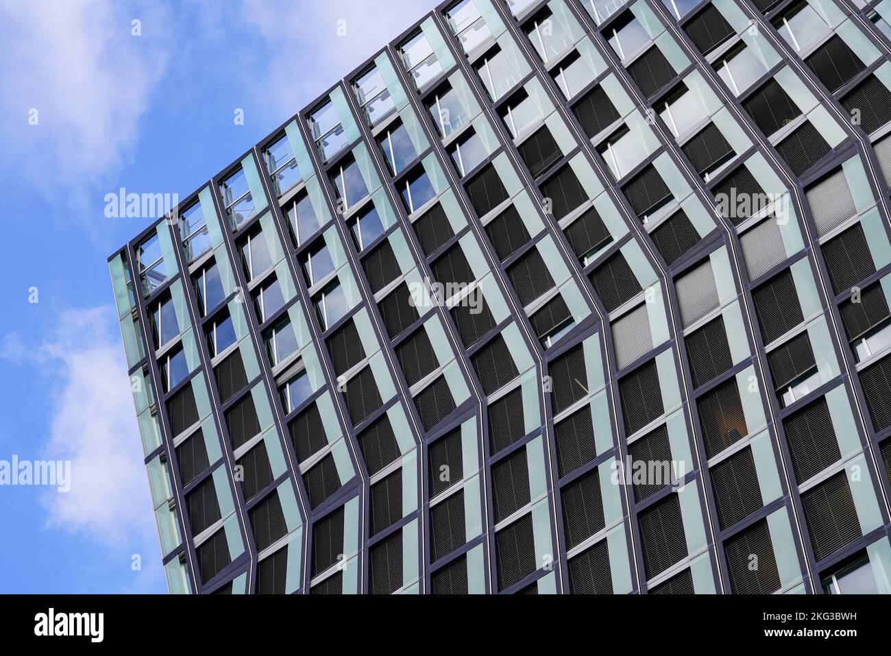 Facade detail of one of the two high-rise buildings known as the ...