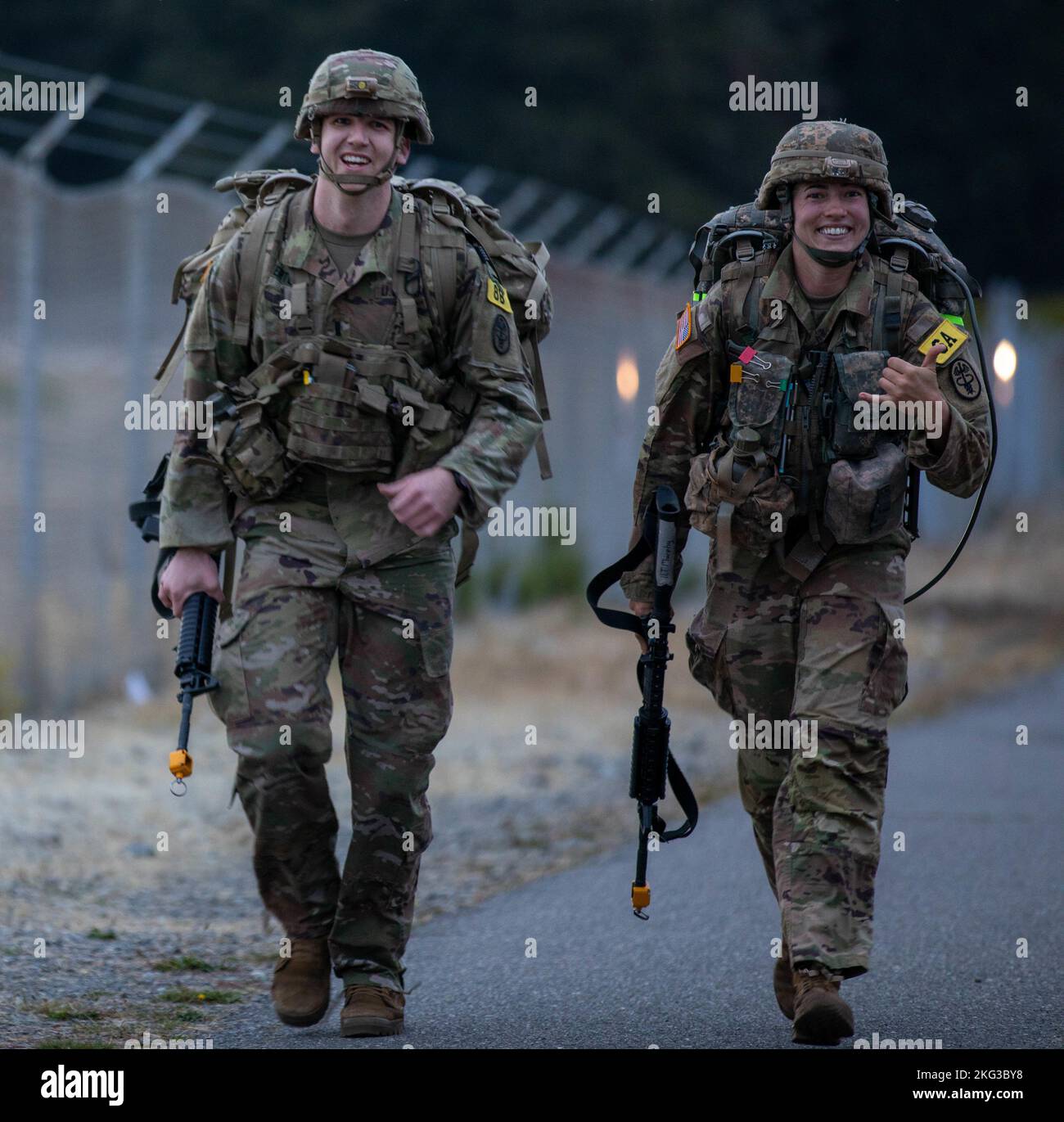 U.S. Army 1st Lt. Austin Pinkerton and 1st Lt. Molly Murphy perform the ...