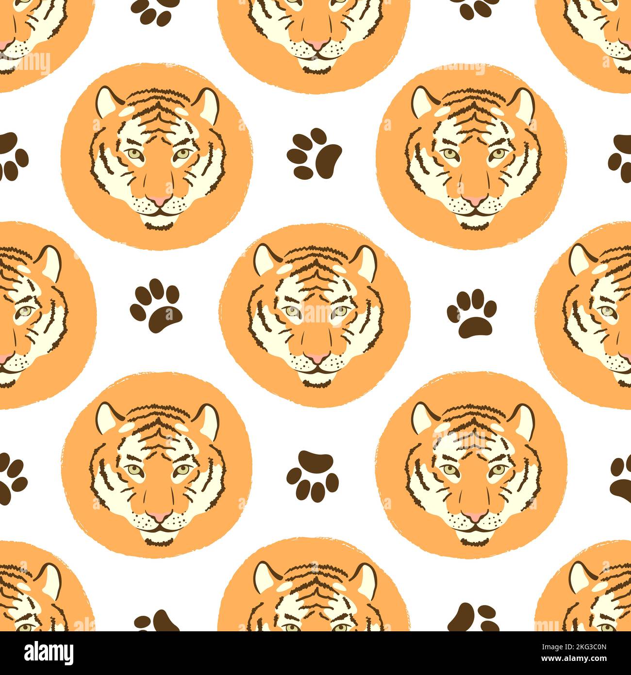 Seamless polka dot pattern with tiger heads Stock Vector Image & Art ...