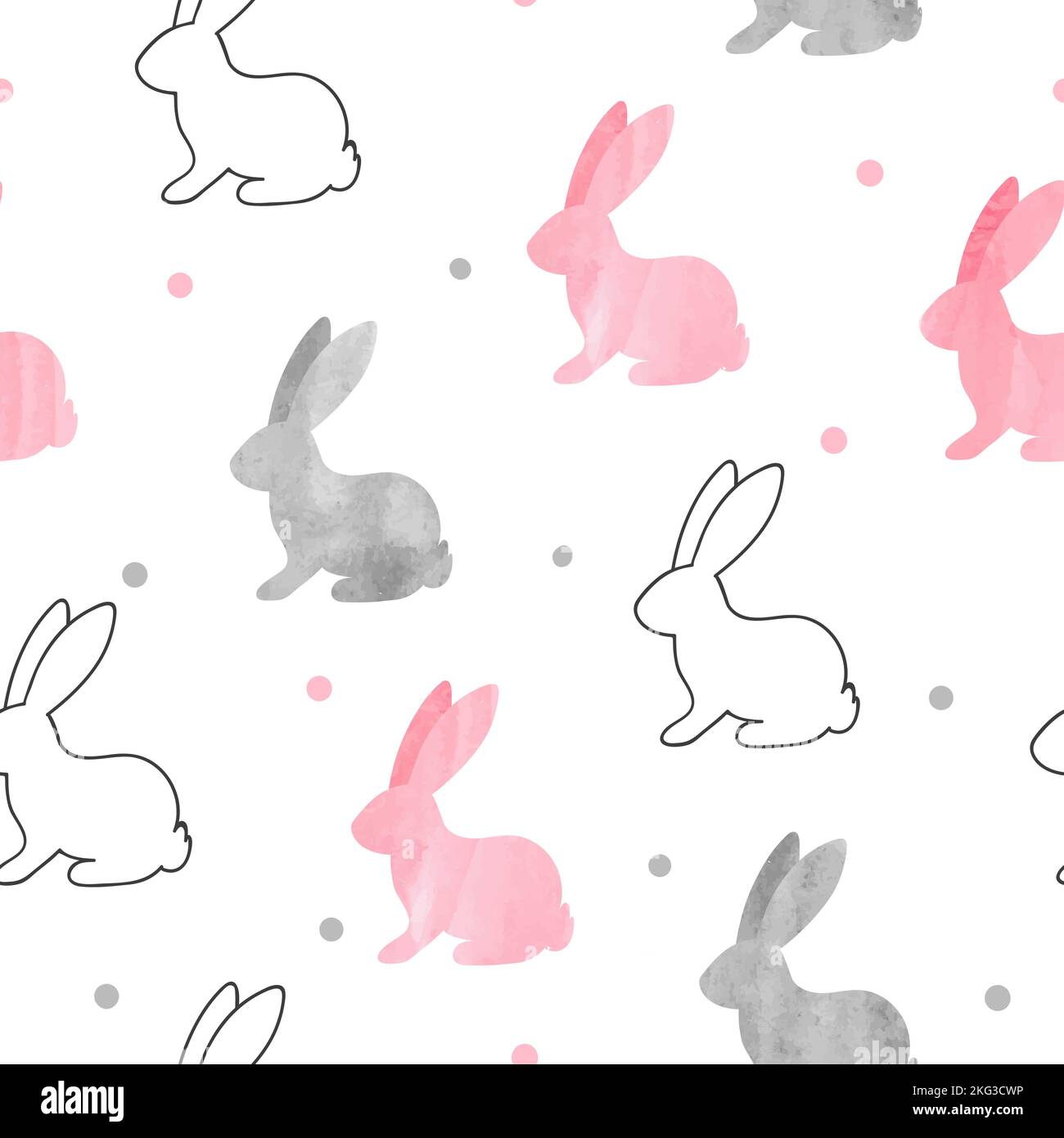 Cute bunny pattern. Seamless vector background with rabbits Stock ...