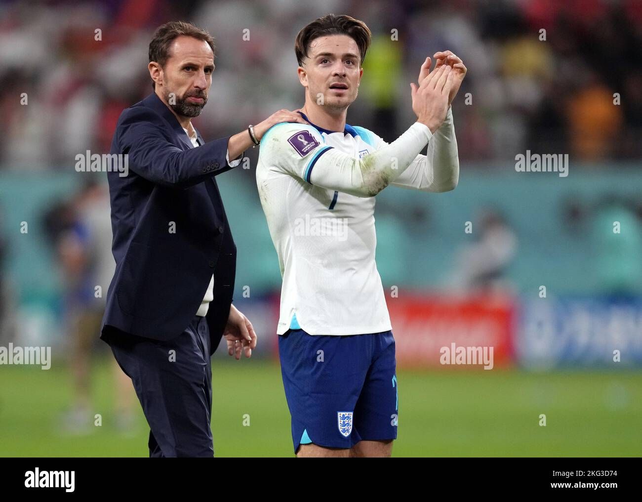England manager Gareth Southgate with Jack Grealish following the FIFA ...