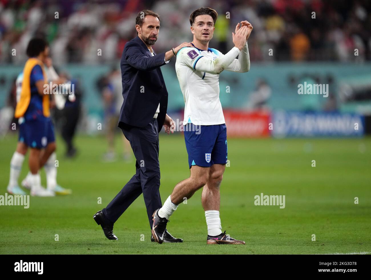 England manager Gareth Southgate with Jack Grealish following the FIFA ...
