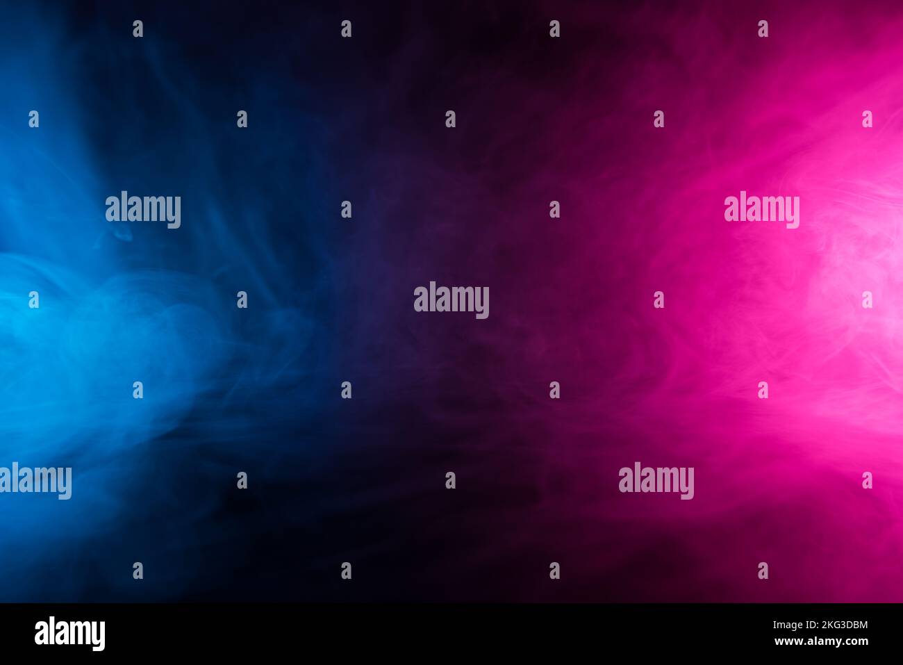 Colorful smoke clouds in neon light swirling on empty scene dark ...