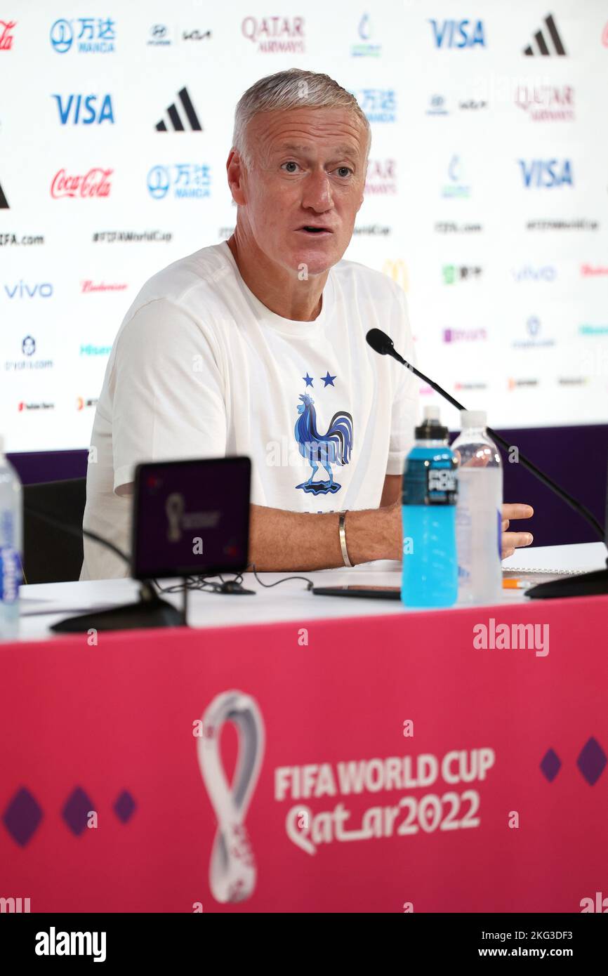 Head Coach of France Didier Deschamps speaks during the France Press ...