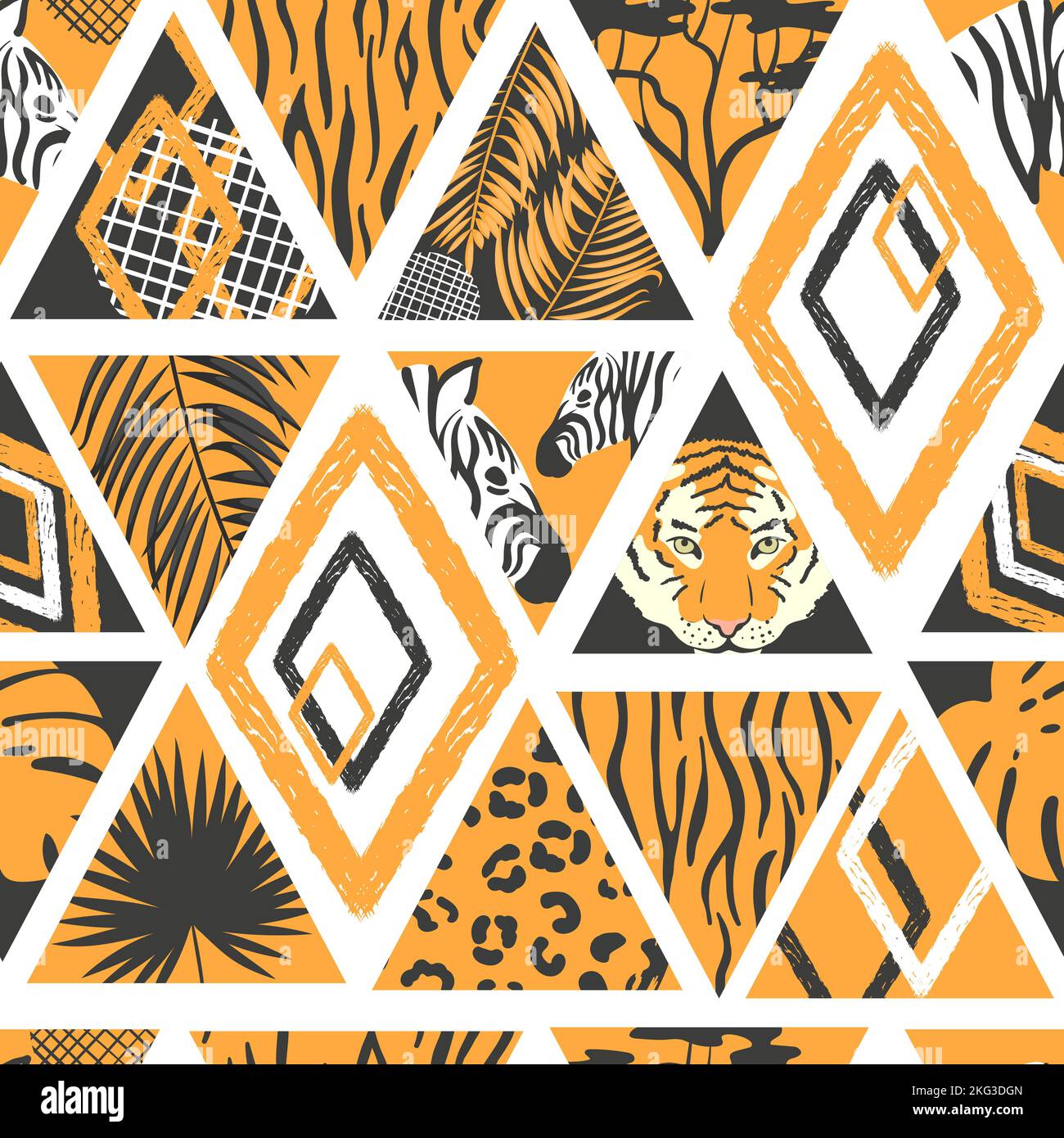 Seamless african pattern in patchwork style. Vector trendy background ...