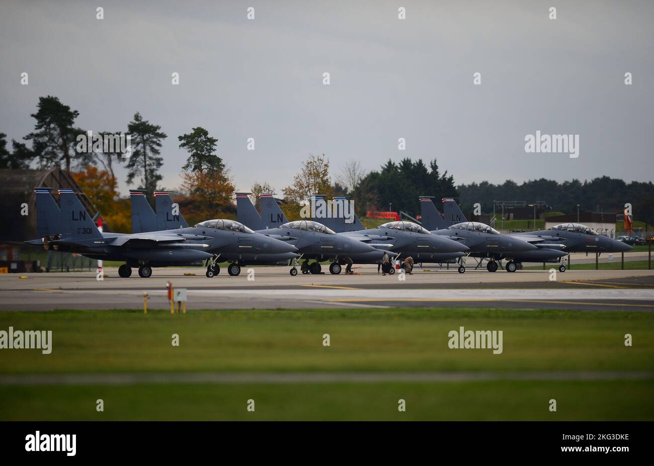 American McDonnell Douglas F-15 Fighter Jet Line Up for Take Off RAF ...